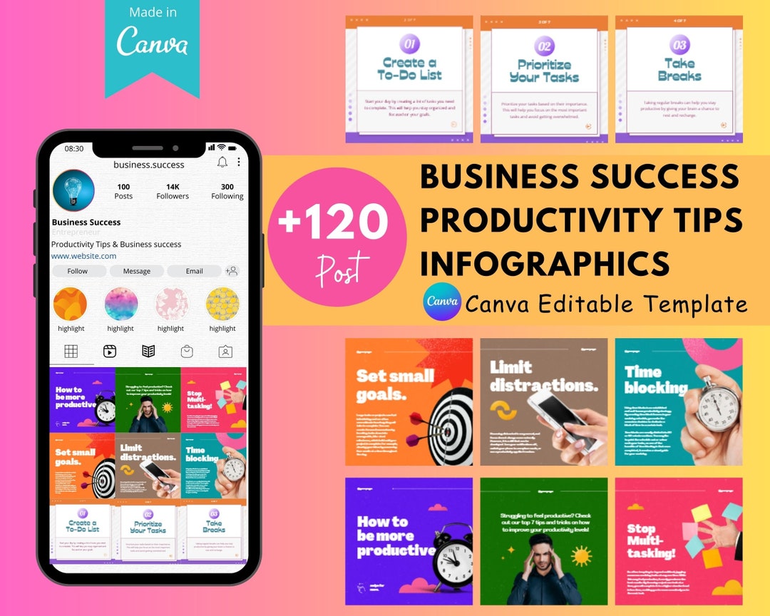 Business Success Infographics for Entrepreneurs, Productivity Posts ...