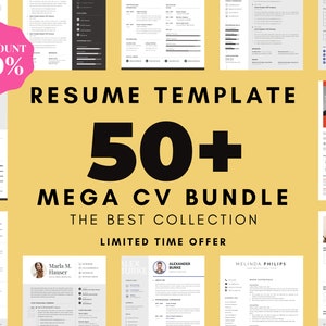 50 Resume Template Bundle, CV Template, Editable Resume Word, CV ...