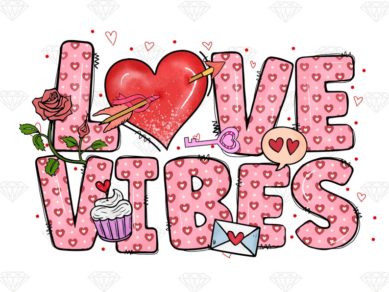Love Vibes PNG Groovey Heart Png Leopard Love Vibes Design - Etsy