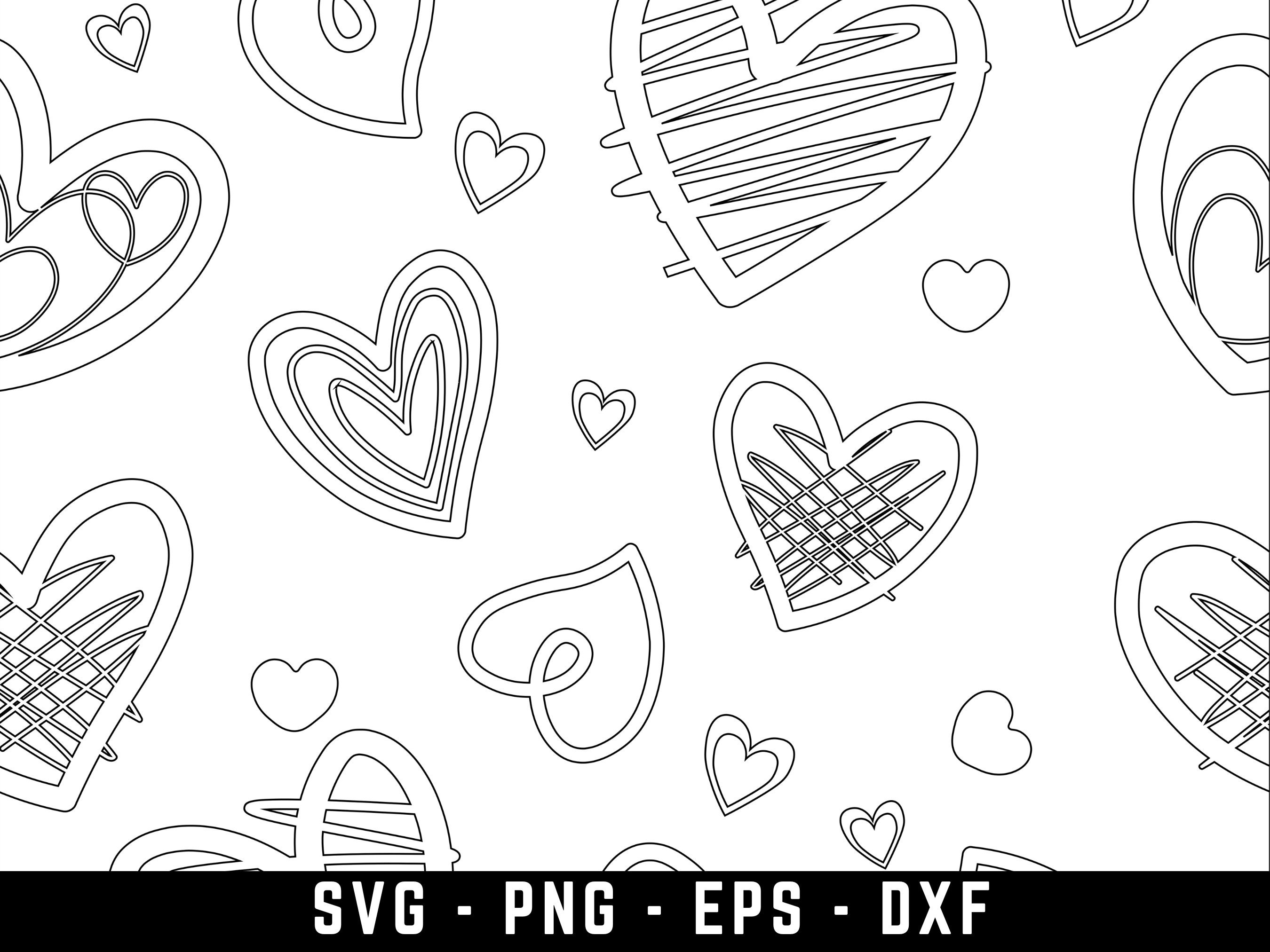 Heart Seamless Pattern, Heart Digital Paper Print Svg, Romantic ...