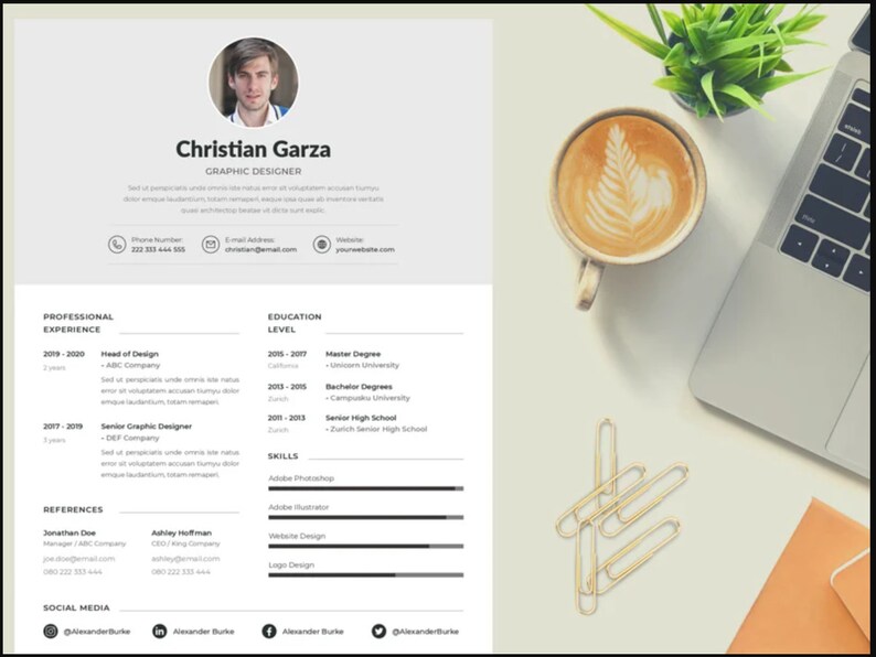 Professional CV Template Resume Template Word Editable - Etsy