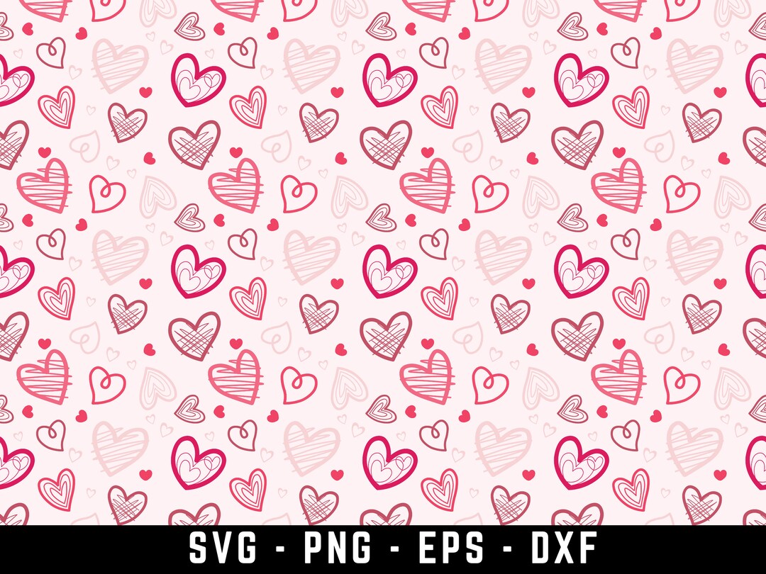 Heart Seamless Pattern, Heart Digital Paper Print Svg, Romantic ...