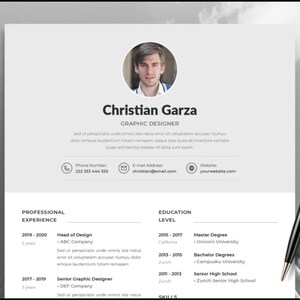 Professional CV Template, Resume Template Word, Editable Resume ...