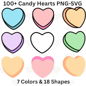 100 Conversation Candy Hearts SVG Bundle, Candy Hearts PNG, 4 ...
