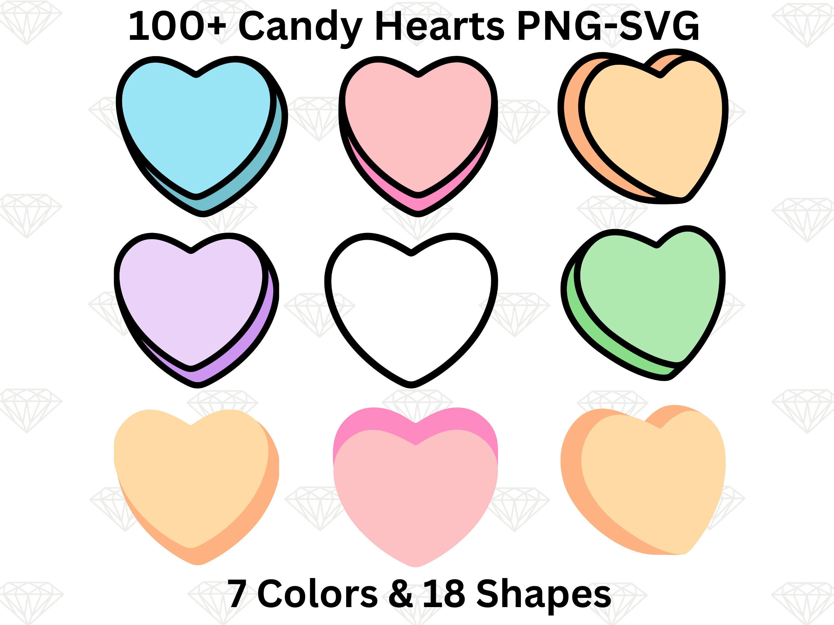 100 Conversation Candy Hearts SVG Bundle, Candy Hearts PNG, 4 ...