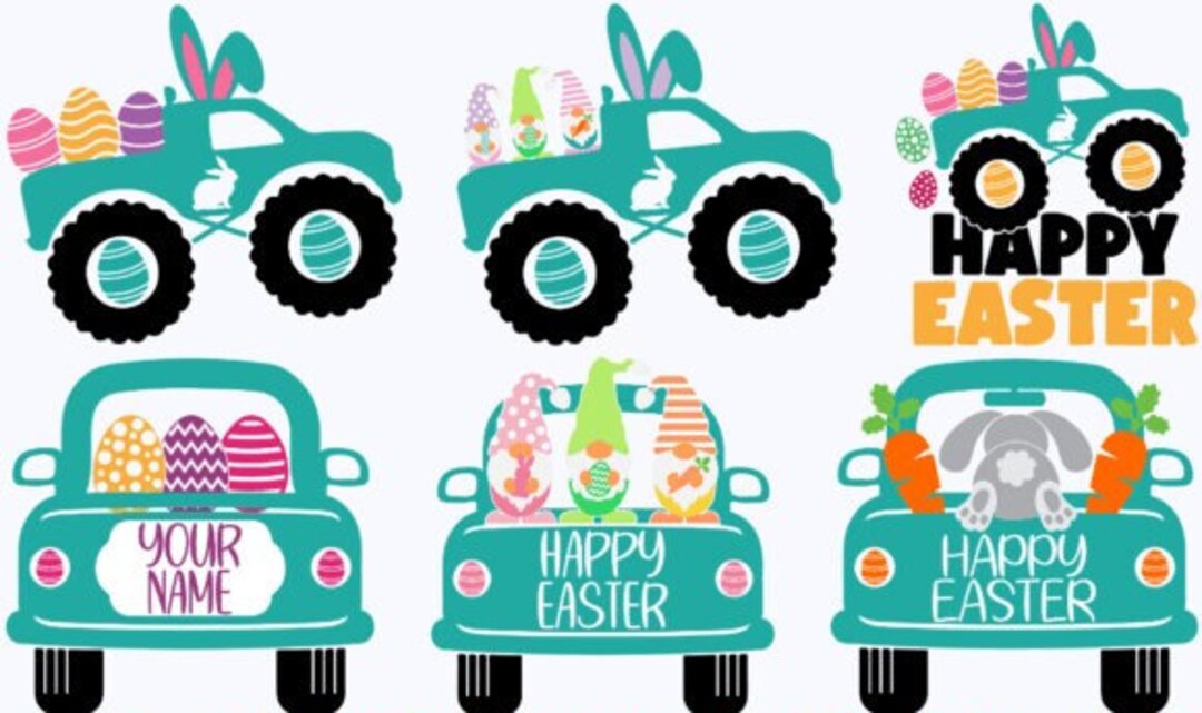 Easter Monster Truck SVG Bundle, Easter Bunny Cut File, Eggs SVG ...