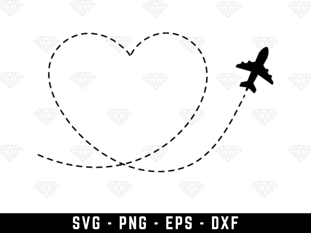Airplane Heart Svg Bundle, Dotted Line Svg, Airplane Svg, Travel Svg ...