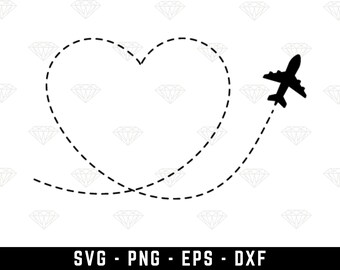 Airplane Heart Svg, Dotted Line Svg, Airplane Svg, Travel Svg, Flying ...