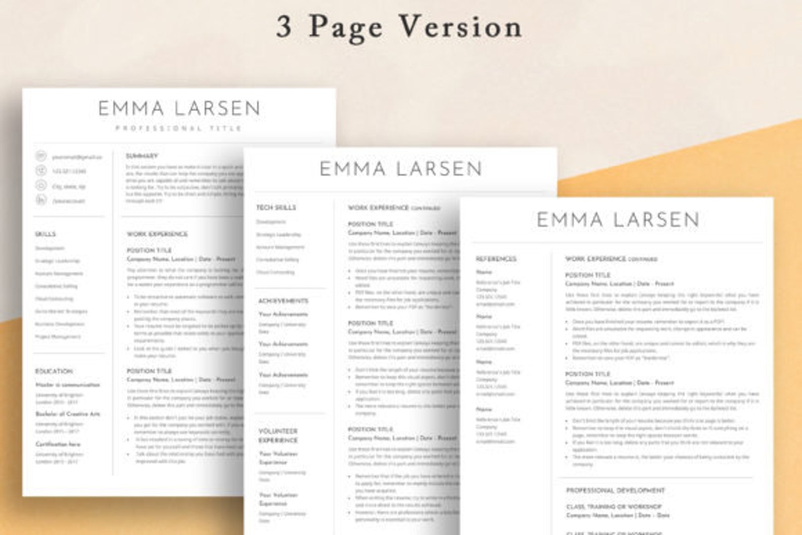 ATS Resume Template Word & Google Docs, Minimalist Resume Template ...