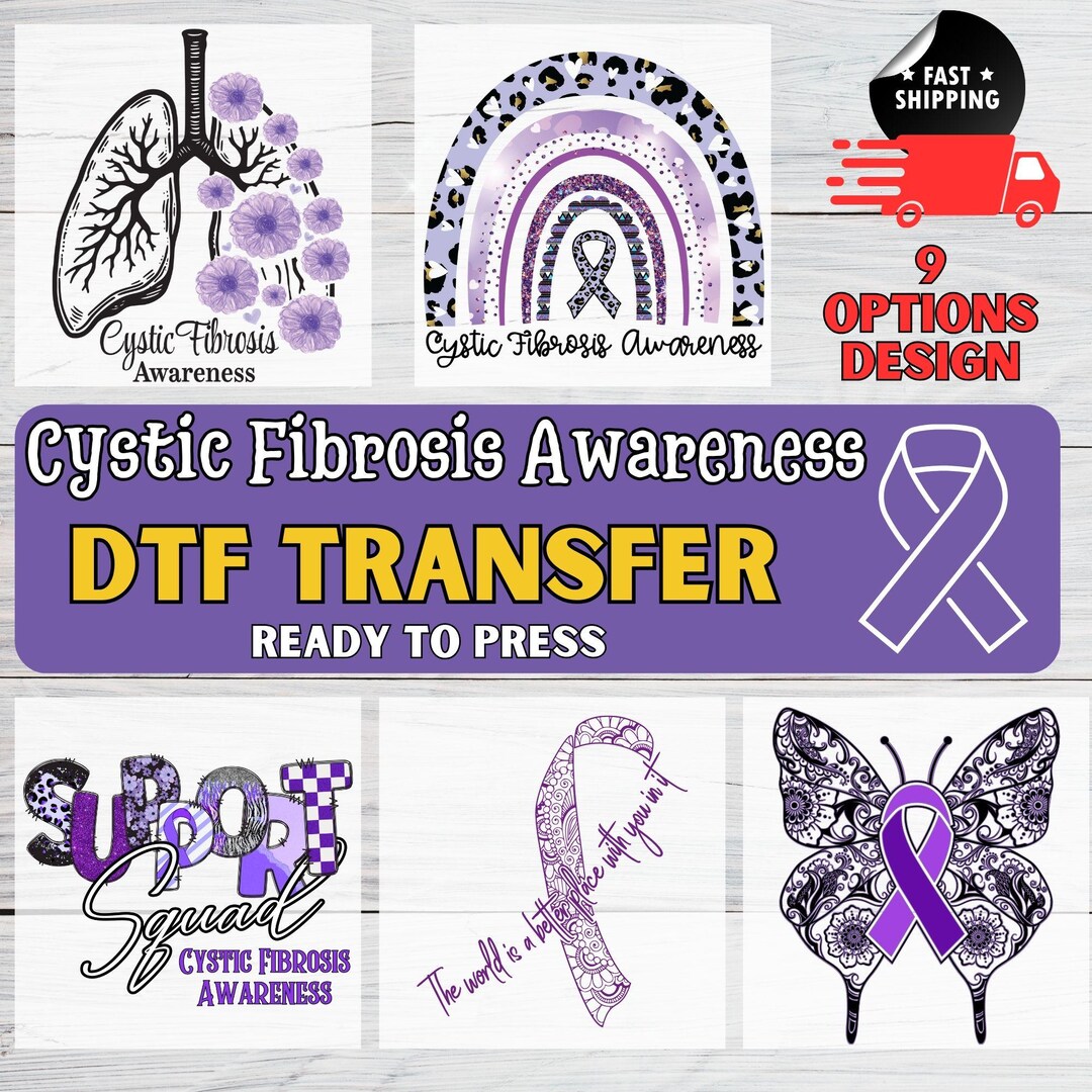 Cystic Fibrosis DTF, Floral Cystic Fibrosis Gift Ready for Press, Floral Lung Heat Transfer ...