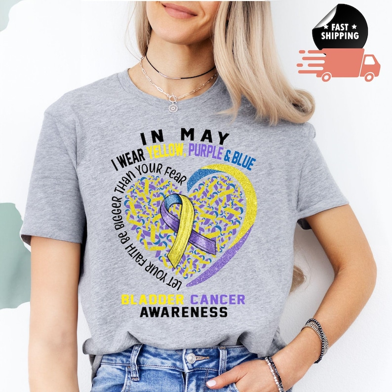 Bladder Cancer Awareness Ribbon DTF Transfer, Yellow Purple Blue - Etsy