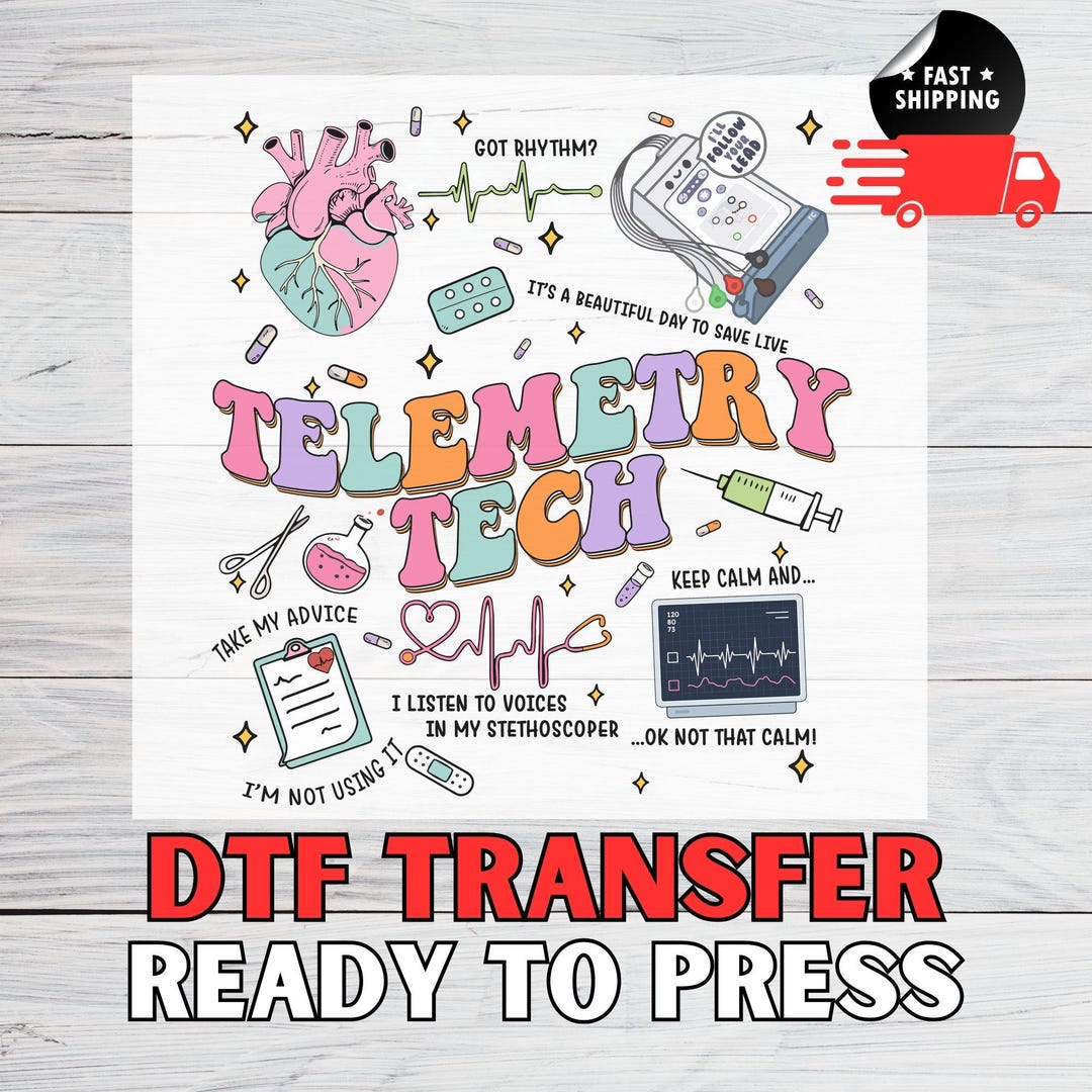 Telemetry Tech Medical Graphic DTF Transfer, Empowering Healthcare ...