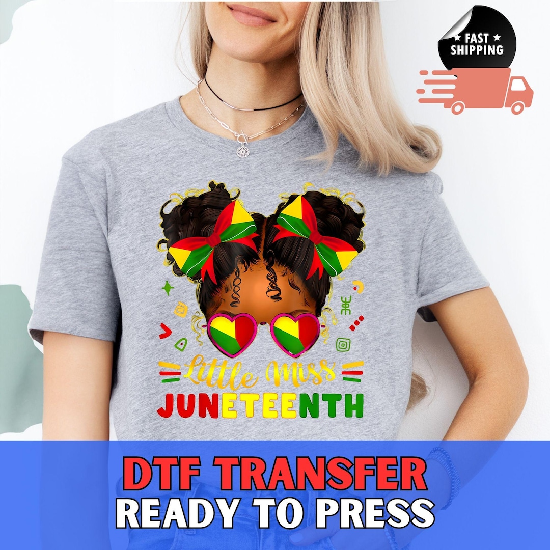 Custom Little Miss Juneteenth Art Black DTF, Juneteenth Flag Colors DTF ...