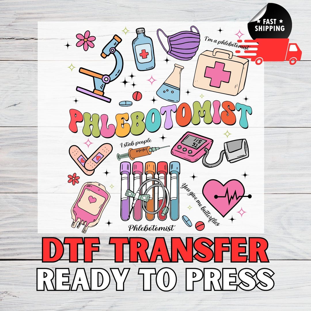 Phlebotomy Tech DTF Transfer, Team Lab Iron on Decal, Phlebotomy Gift ...