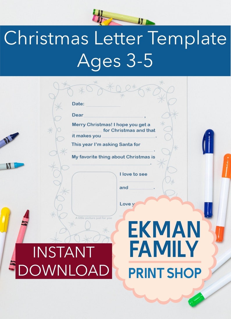 Christmas Letter Template for Kids Ages 3-5 - Etsy
