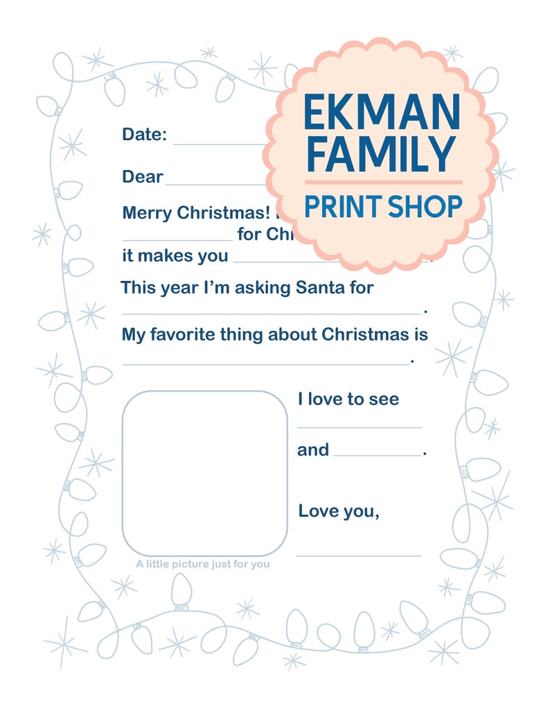 Christmas Letter Template for Kids Ages 3-5 - Etsy