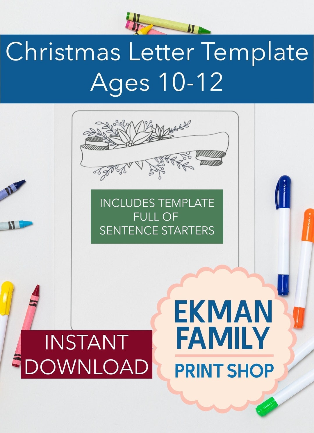 Christmas Letter Template for Kids Ages 10-12 - Etsy