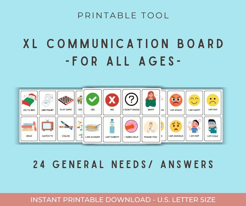 XL Communication Boards, Printable Communication Boards, PDF Talking ...