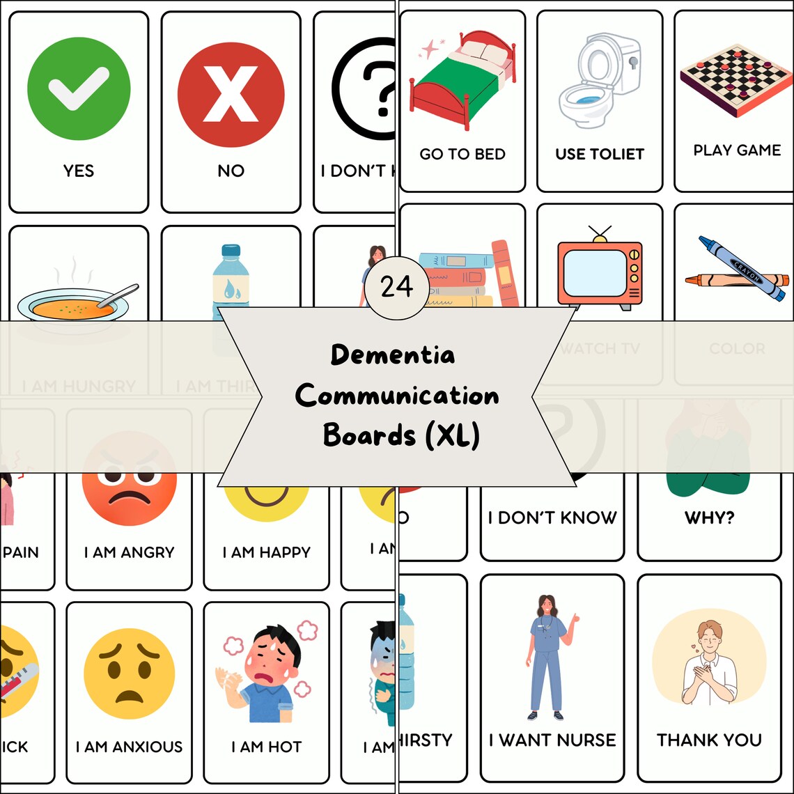 XL Dementia Communication Boards, Printable Communication Boards, PDF ...