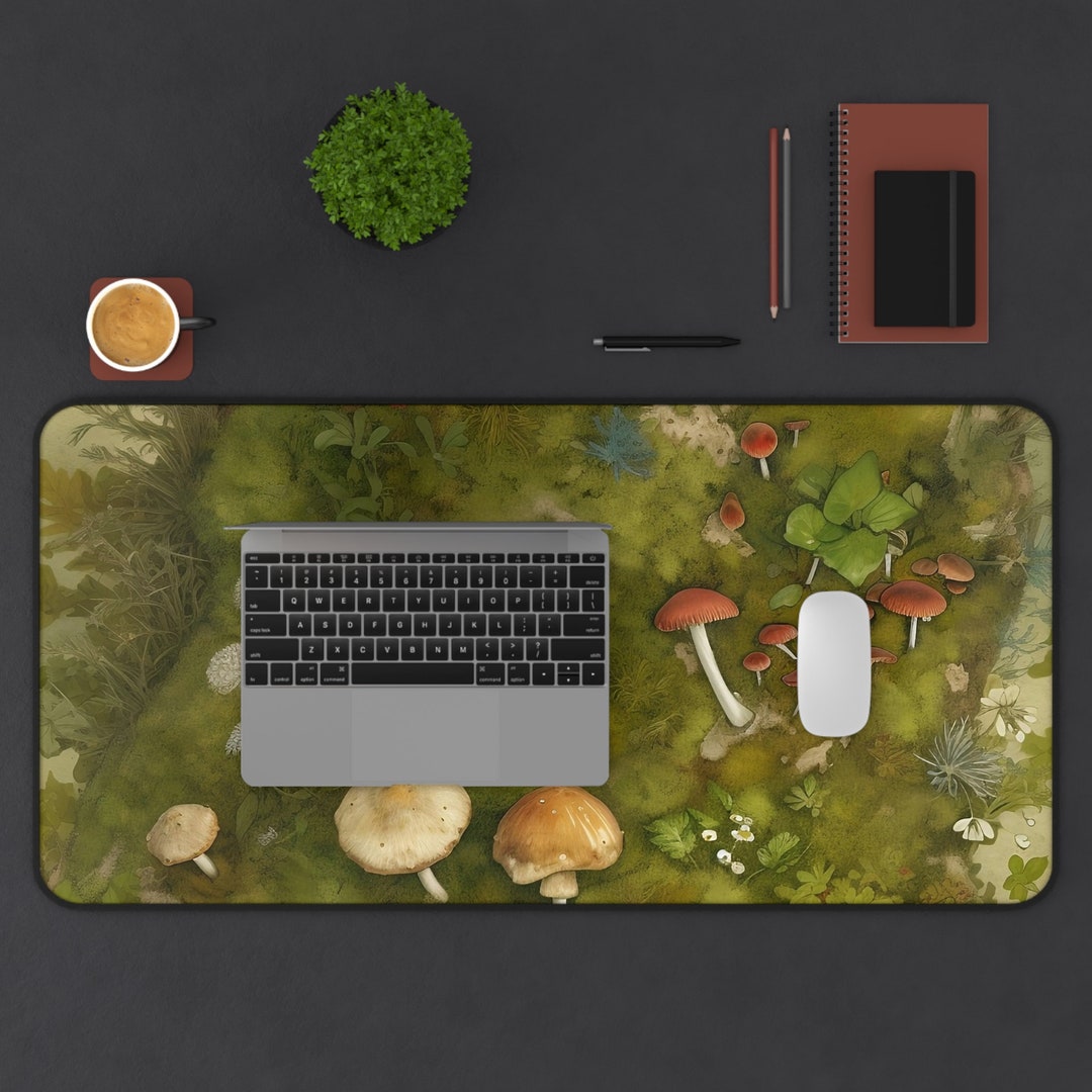 Mushroom Desk Mat, TCG Playmat, 2 Sizes, Mossy Forest, for Game Room or ...