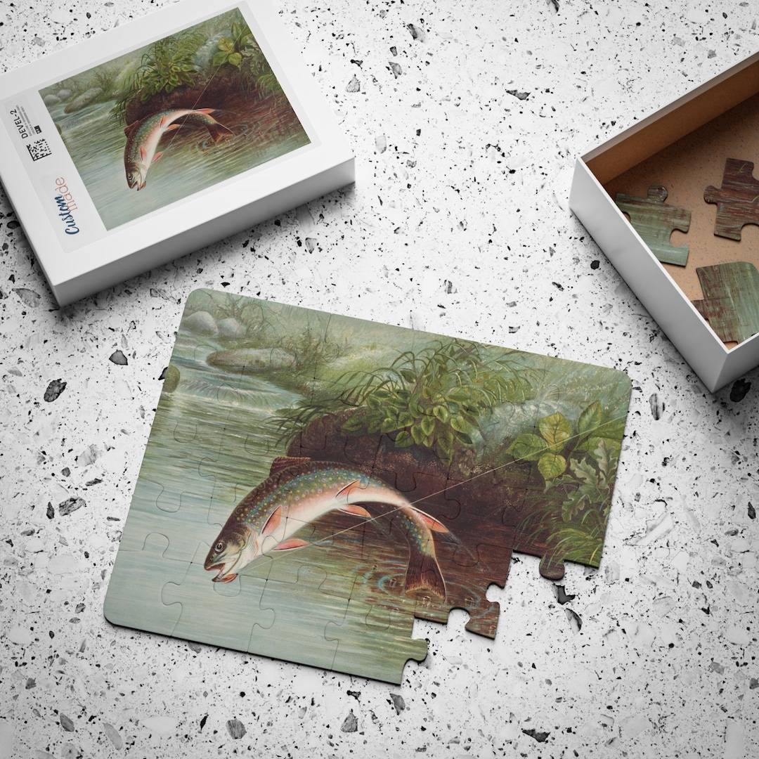 Dementia Puzzle, Trout Fishing, Vintage Art, Adult 30-piece Puzzle ...