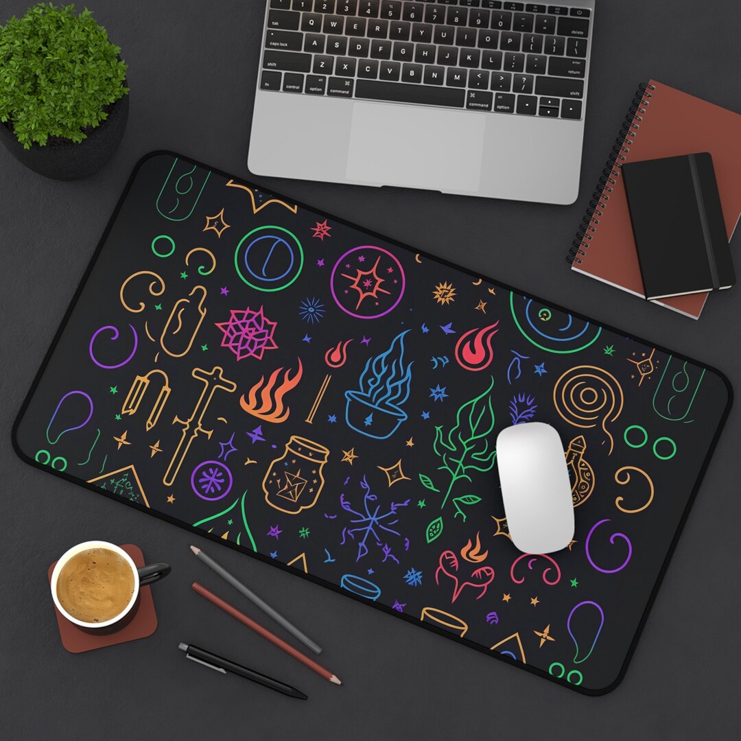 Magic Desk Mat, TCG Playmat, 2 Sizes, Neon Alchemy Symbols, for Game ...