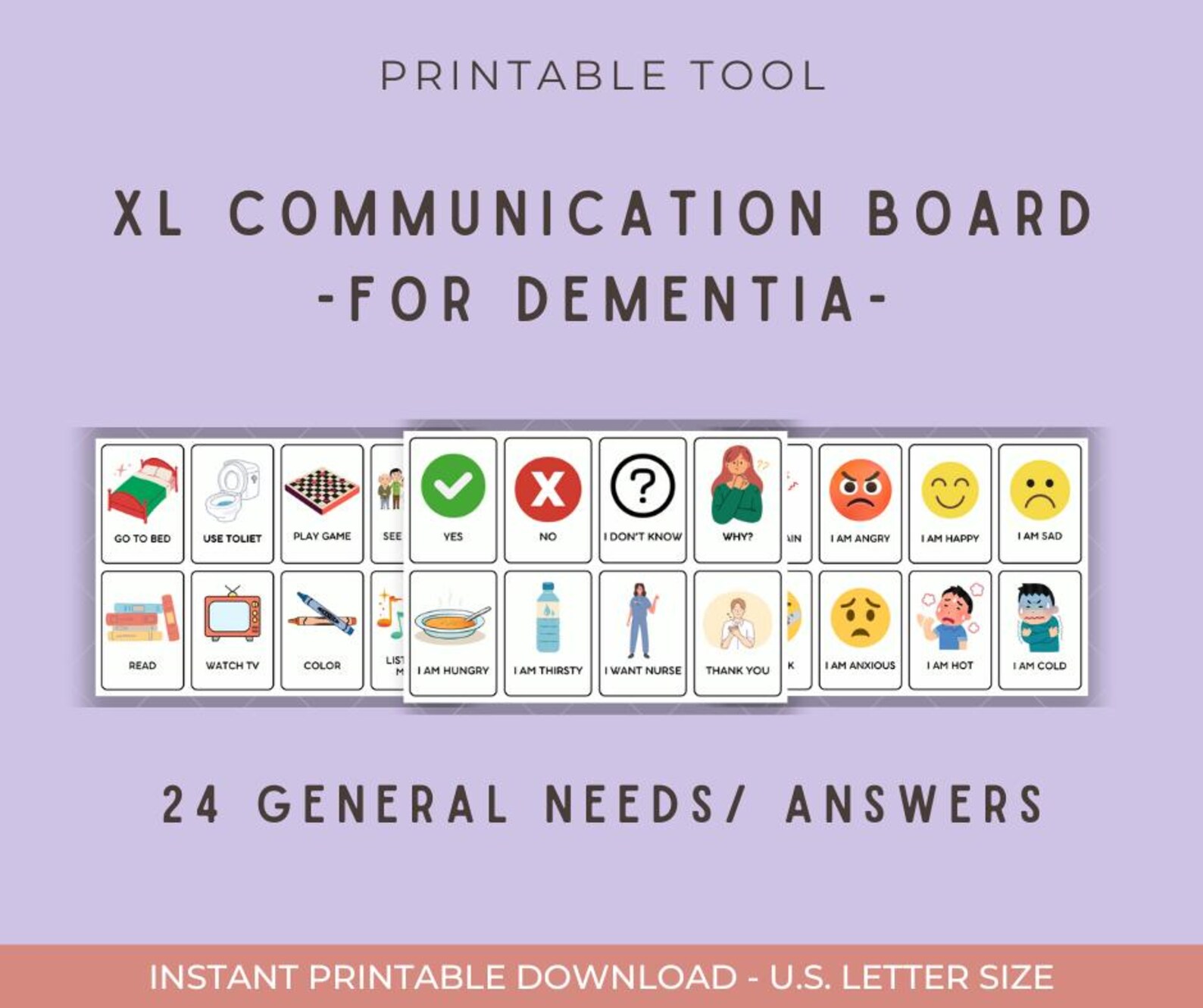 XL Dementia Communication Boards, Printable Communication Boards, PDF ...