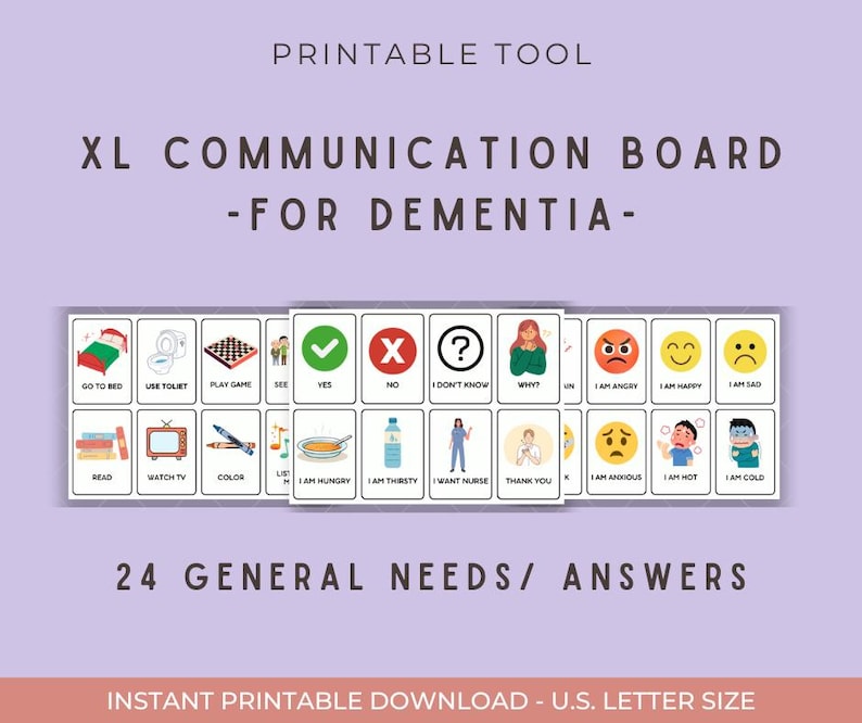 XL Dementia Communication Boards, Printable Communication Boards, PDF ...