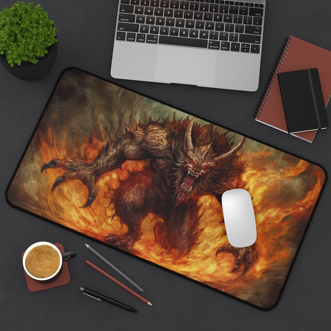 Fire Demon Desk Mat, TCG Playmat, 2 Sizes, Fantasy Monster, for Game ...