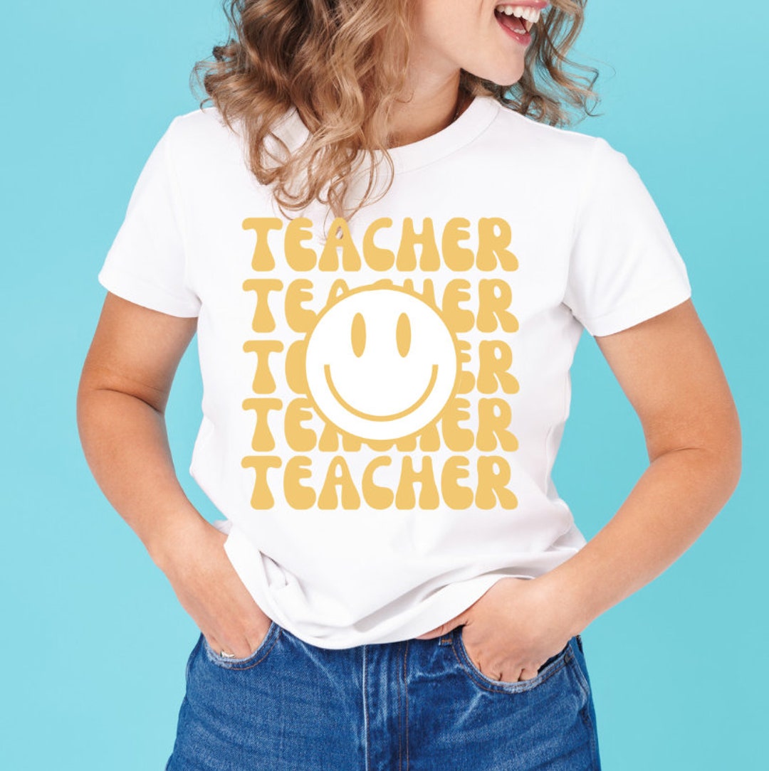 Retro Teacher Smiley Face Shirt Multi Color - Etsy