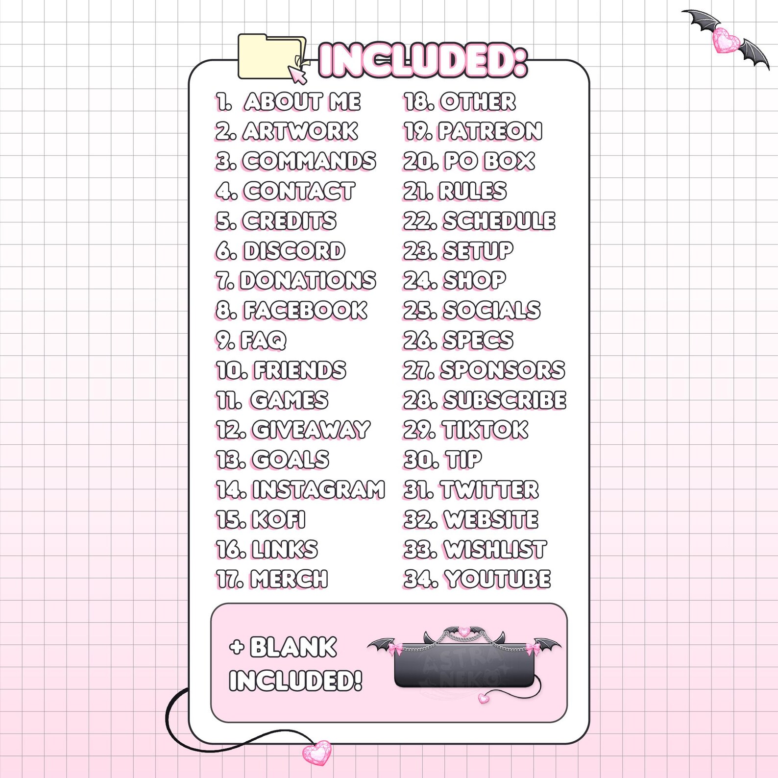 34 Demon Bat Twitch Panels for Streaming | Black/pink Goth Stream ...