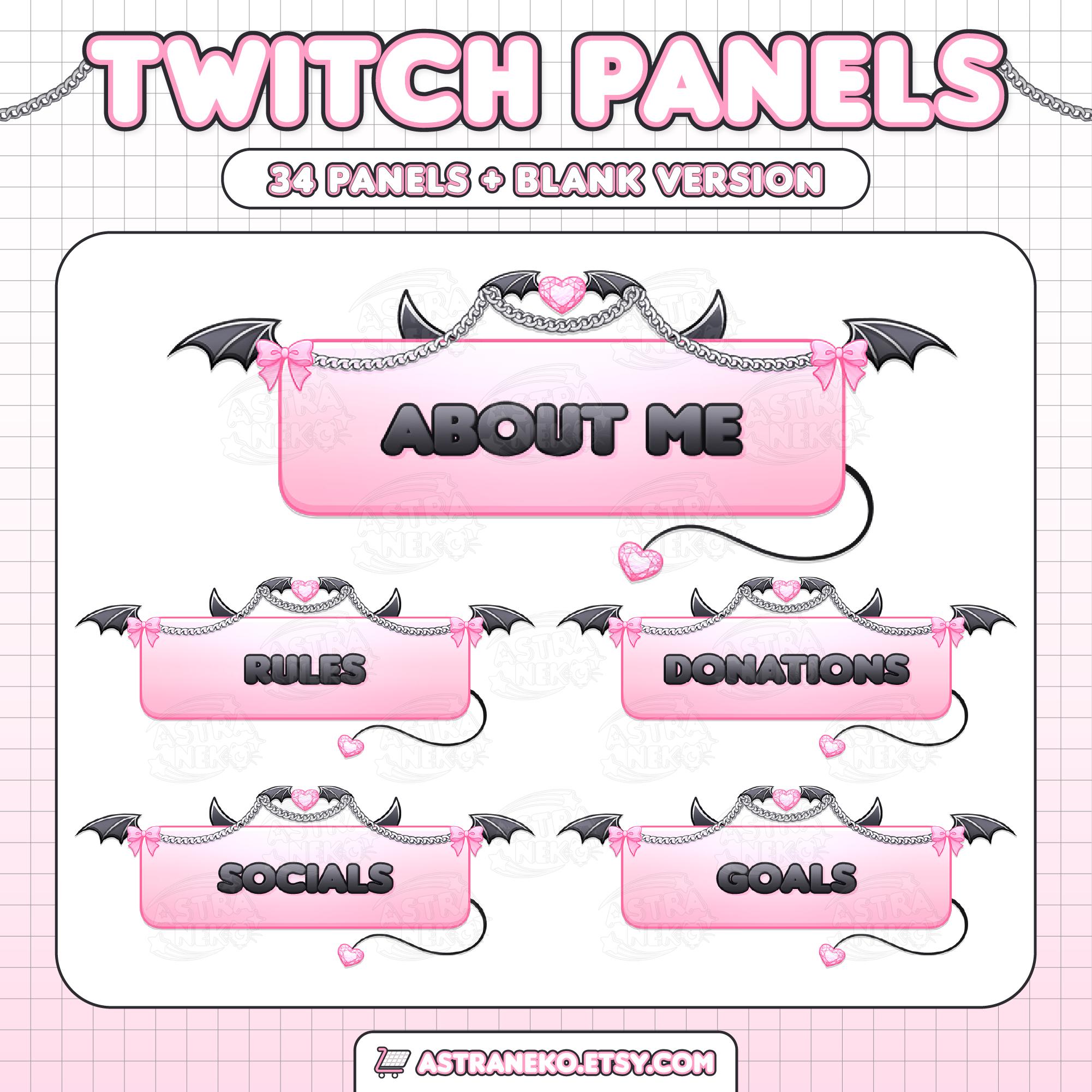 34 Demon Bat Twitch Panels for Streaming | Pink/black Goth Stream ...
