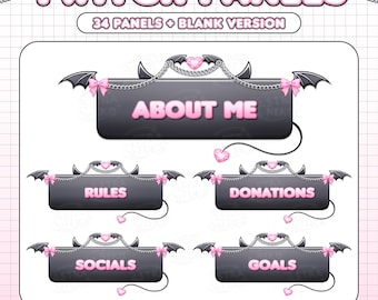 34 Demon Bat Twitch Panels for Streaming | Pink/black Goth Stream ...