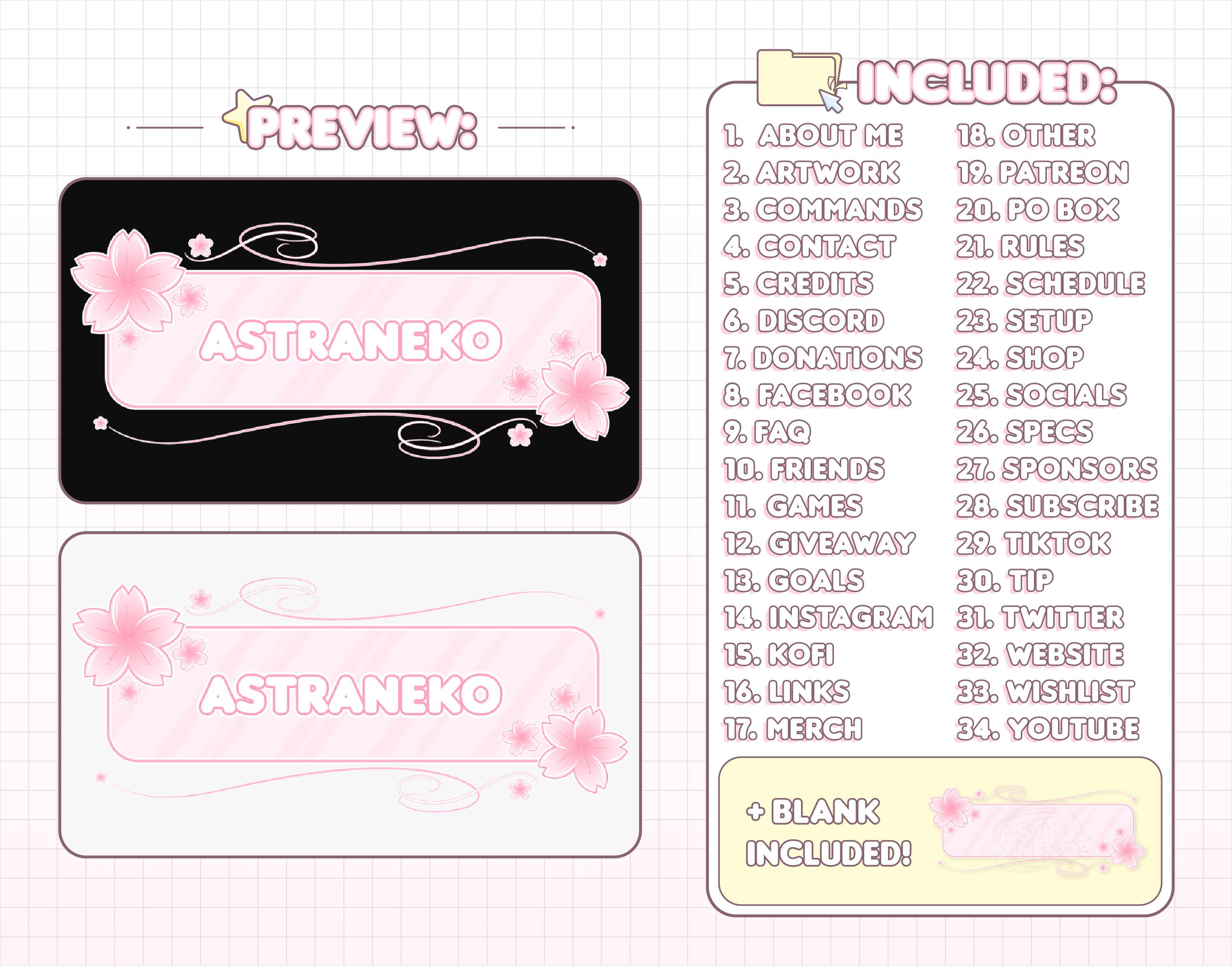 Sakura Twitch Panels for Streaming, Pastel Pink Cherry Blossom Stream ...