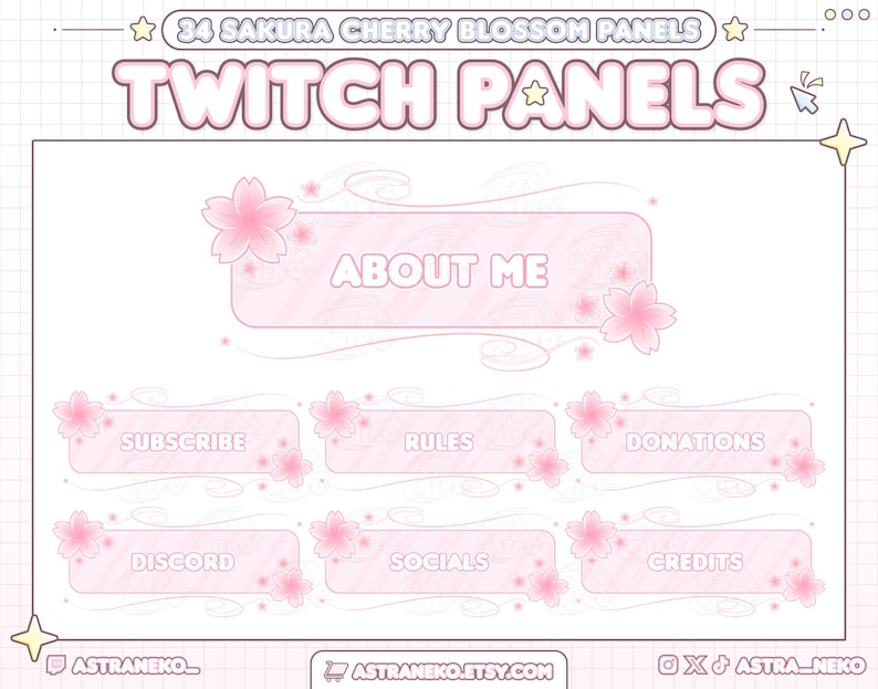Sakura Twitch Panels for Streaming, Pastel Pink Cherry Blossom Stream ...
