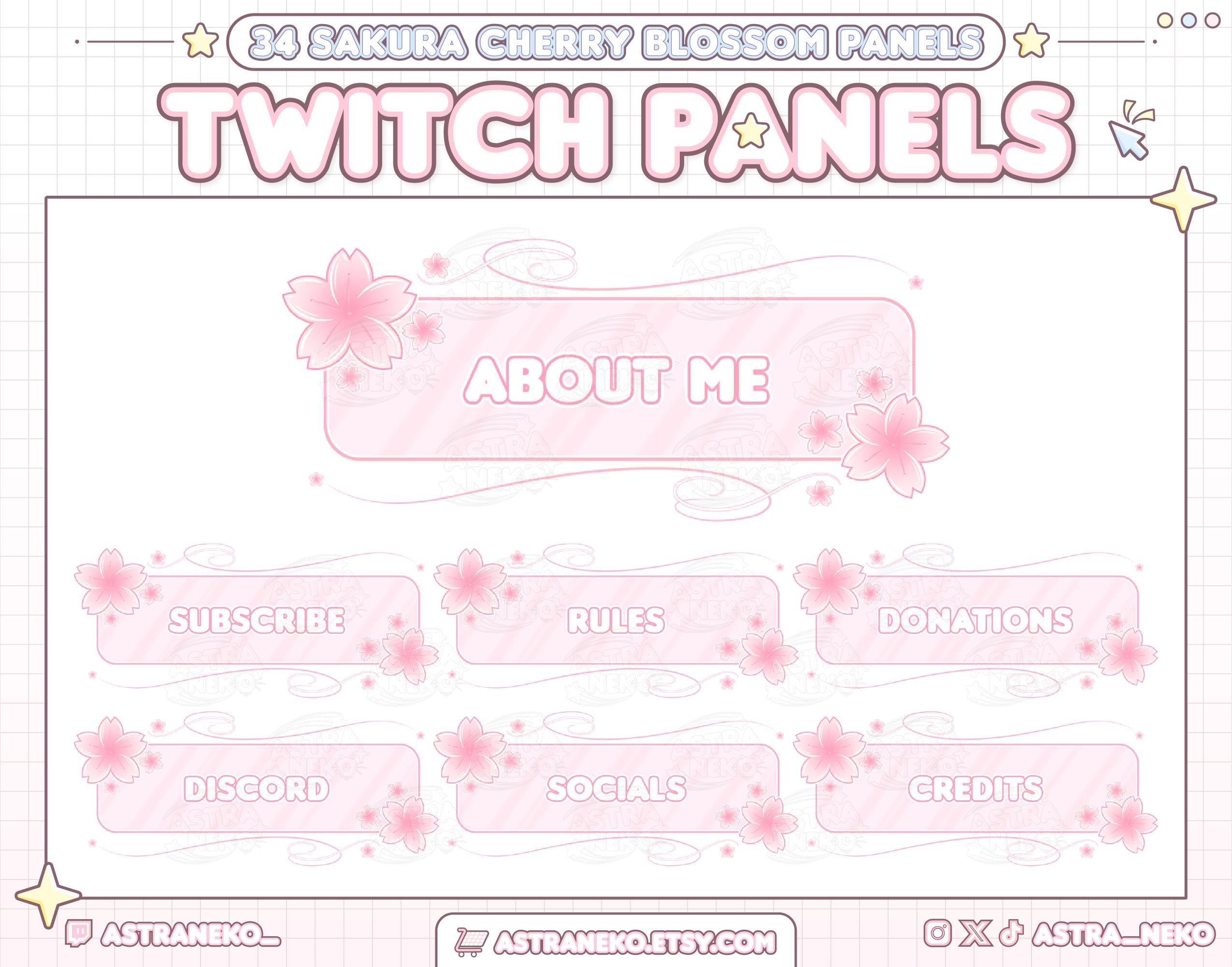 Sakura Twitch Panels for Streaming, Pastel Pink Cherry Blossom Stream ...