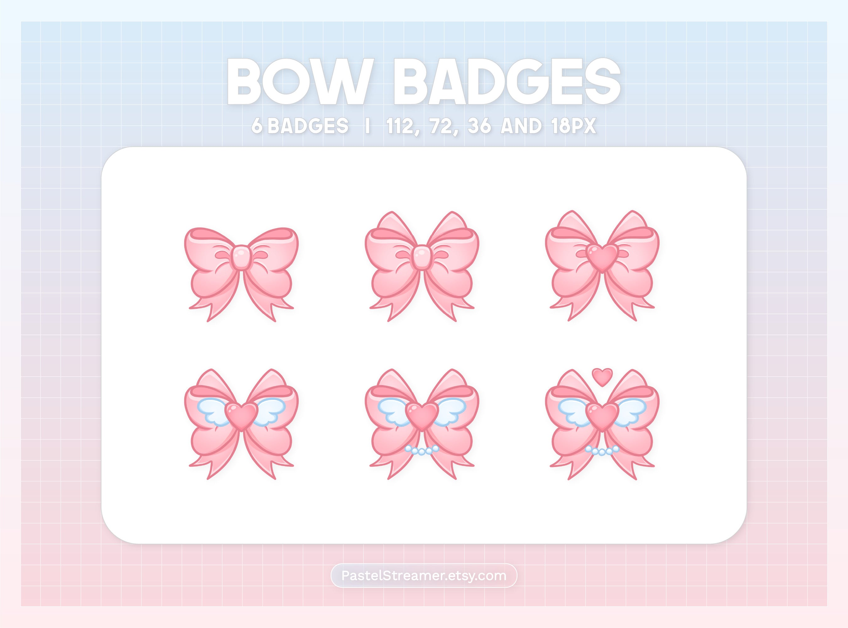 Pink Bow Twitch Sub/bit Badges, Cute Twitch Streaming Badges, Pastel ...