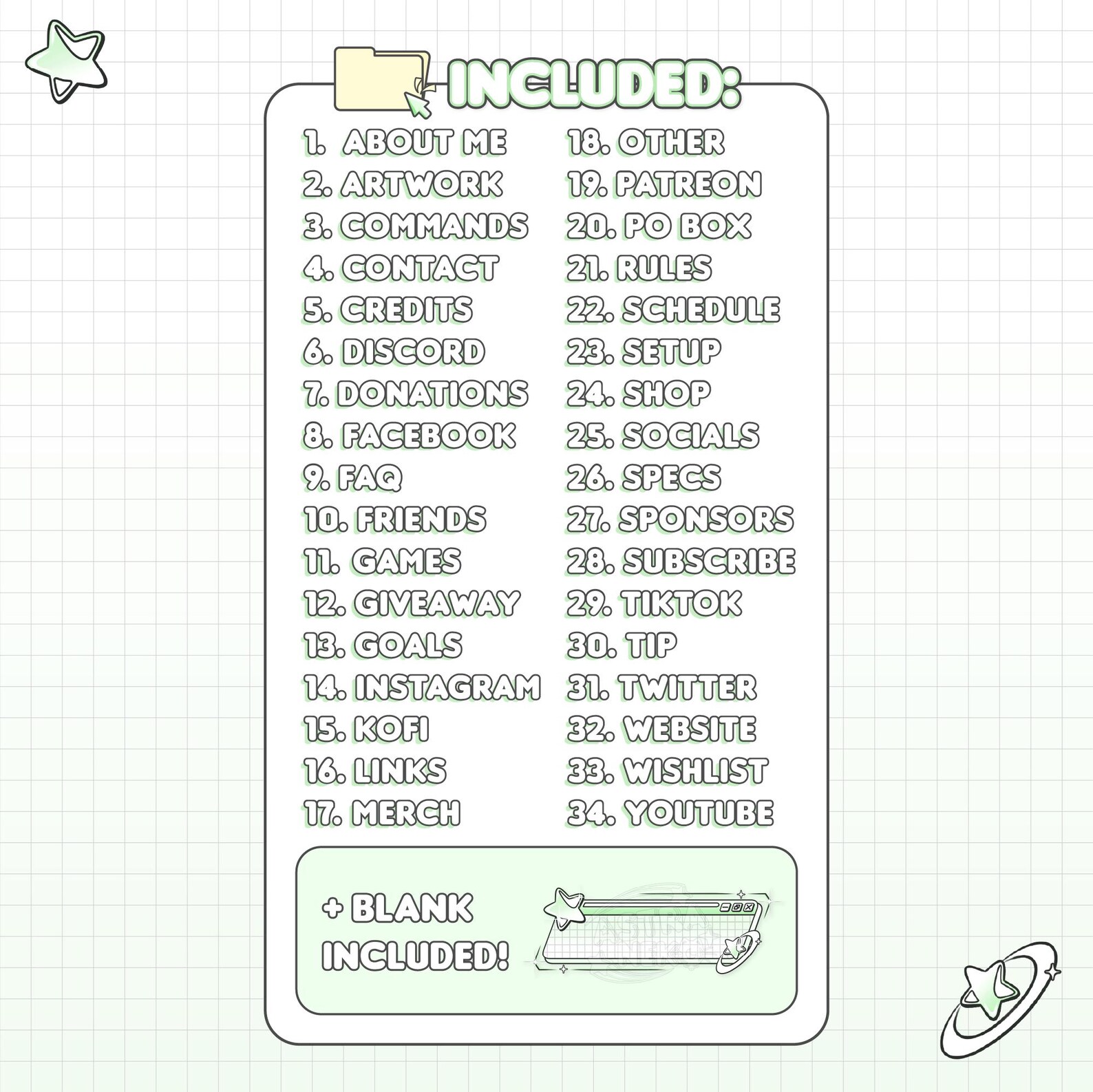 34 Y2K Star Twitch Panels for Streaming | Green Window Stream Panels ...