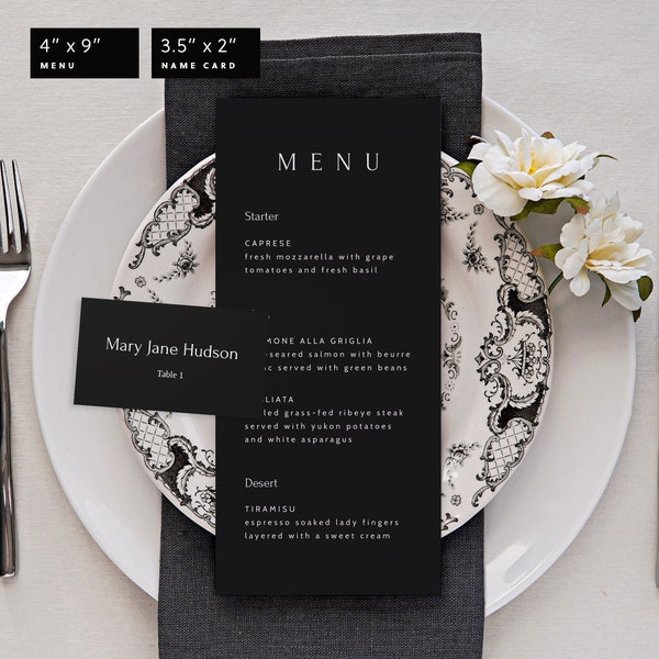 4x11 Menu Template - Etsy