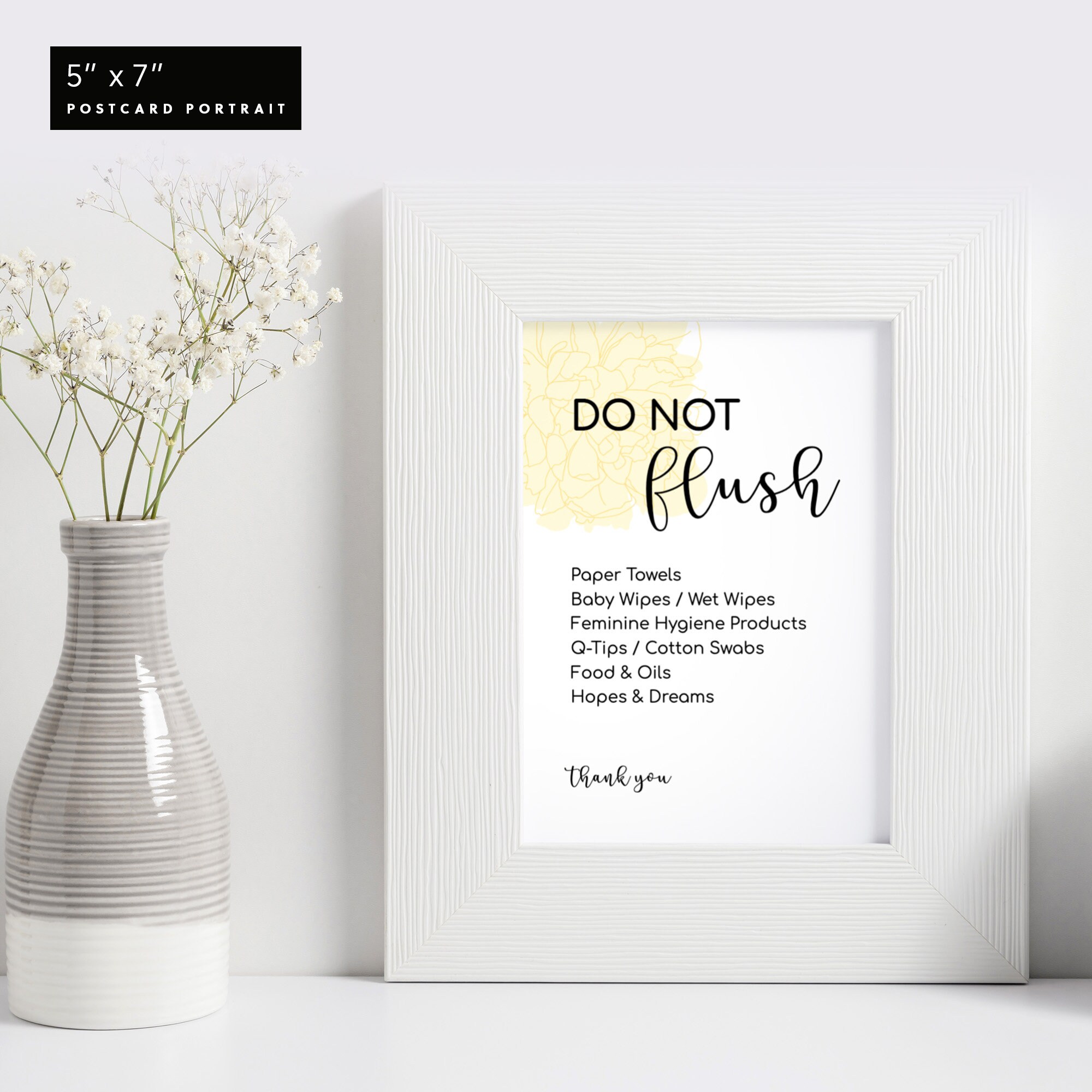 Do Not Flush Sign, Bathroom Sign, Airbnb/vrbo, Template 5x7 and 8.5x11 ...