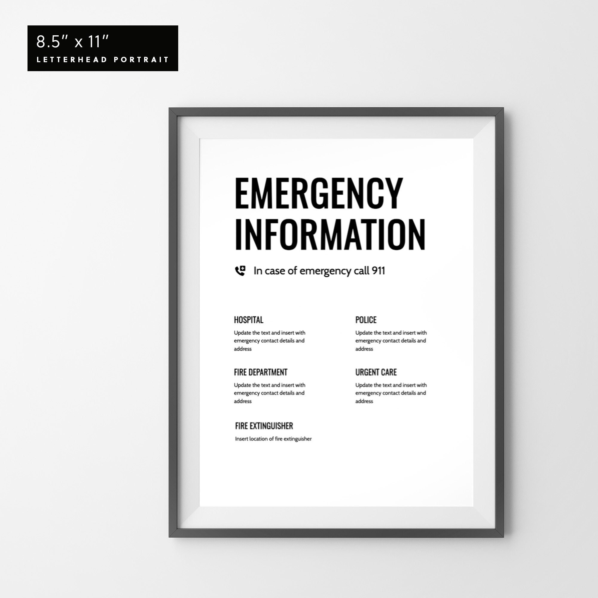 Emergency Contacts Sign, Airbnb/vrbo, Digital Template 5x7 and 8.5x11 ...