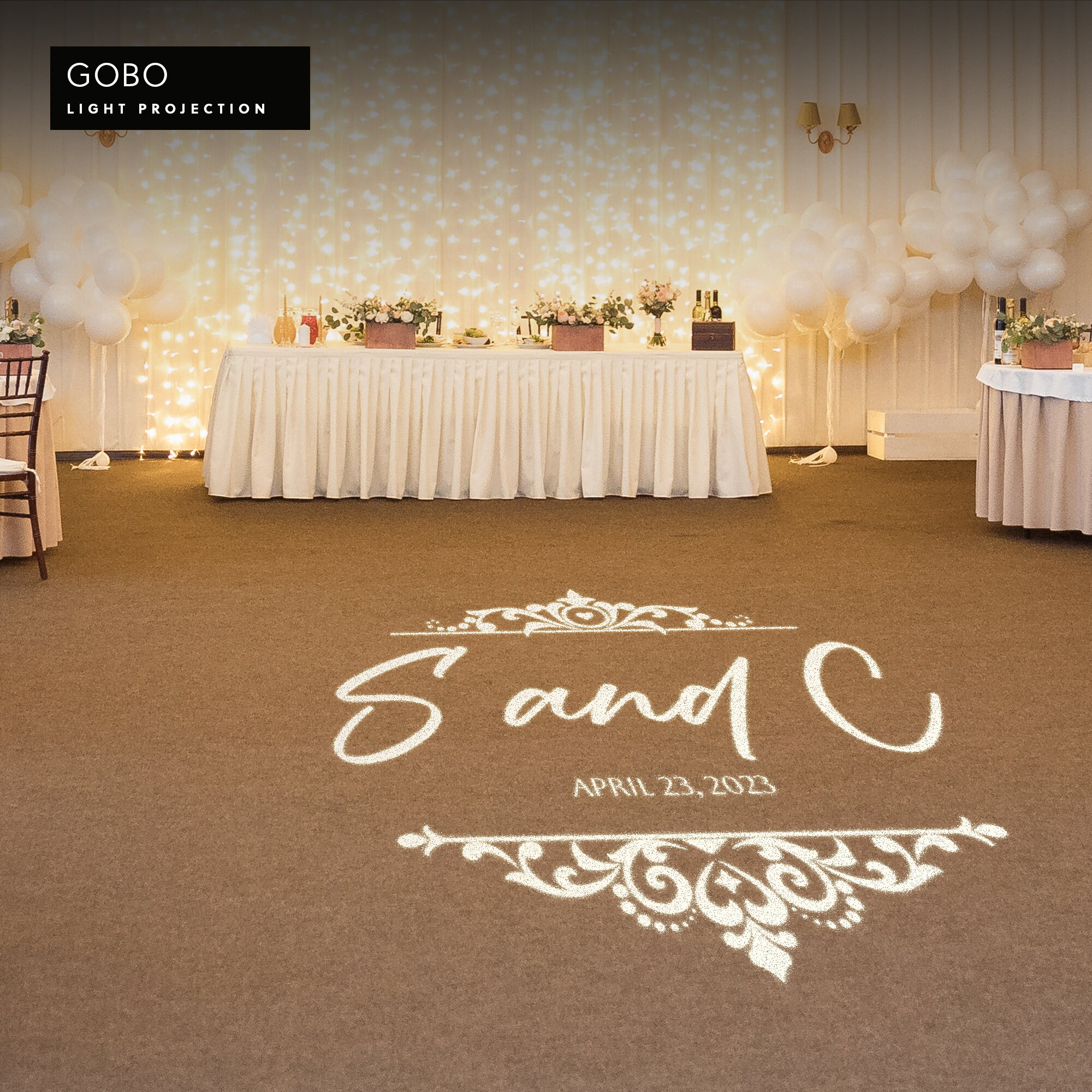 Gobo Light Projection Wedding Reception Monogram Digital Template 100 Editable Printable