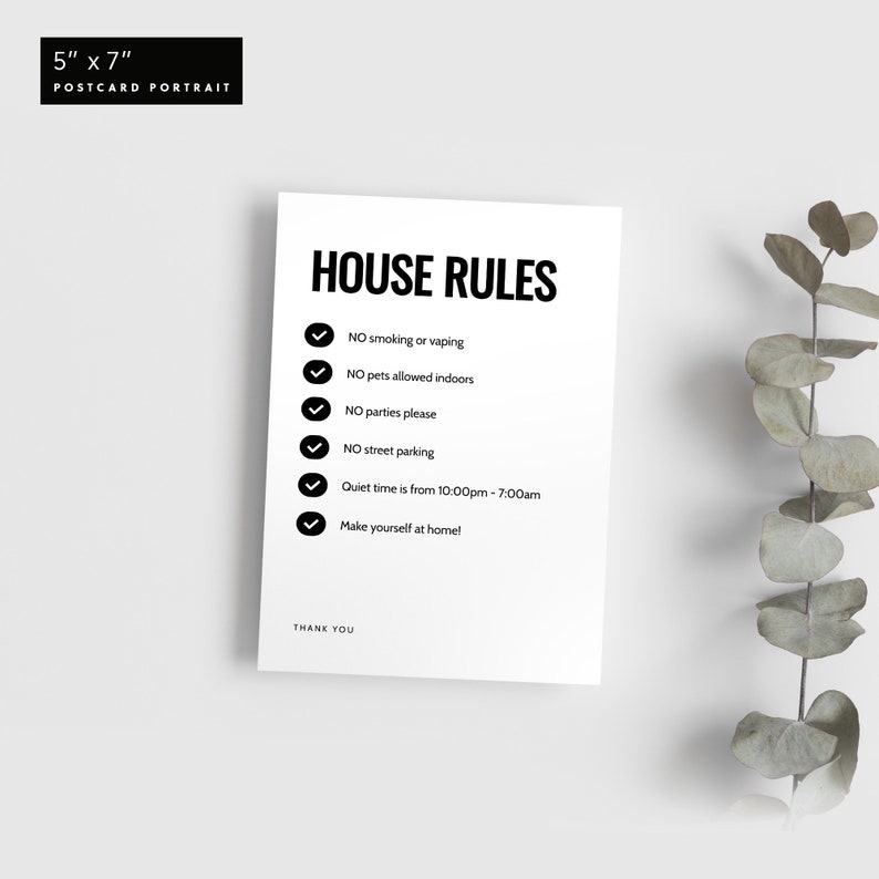 House Rules Sign, Airbnb/vrbo, Digital Template 5x7 and 8.5x11, 100% ...
