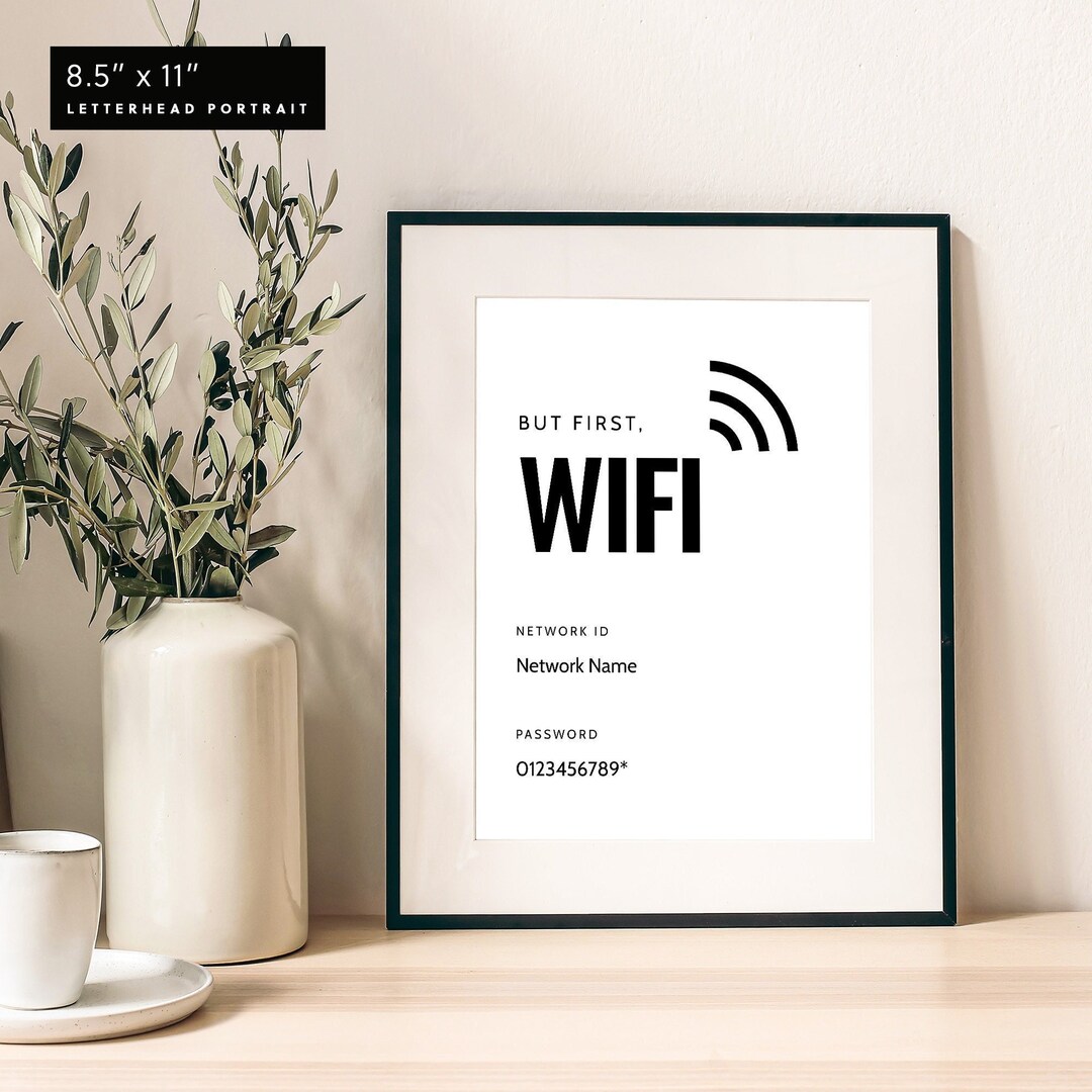 Wifi Password Sign, Wifi Sign, Airbnb/vrbo, Template 5x7 and 8.5x11 ...