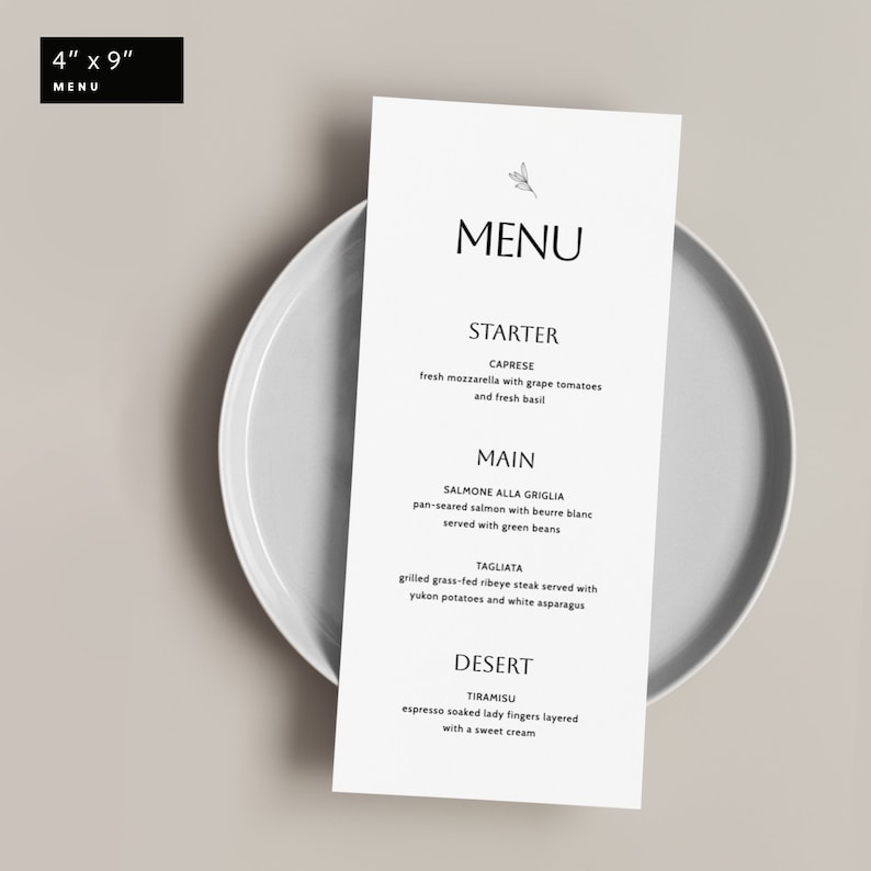 Wedding Food Menu 5x7 and 4x9, Drink Menu 5x7, Reception Menus, Digital ...