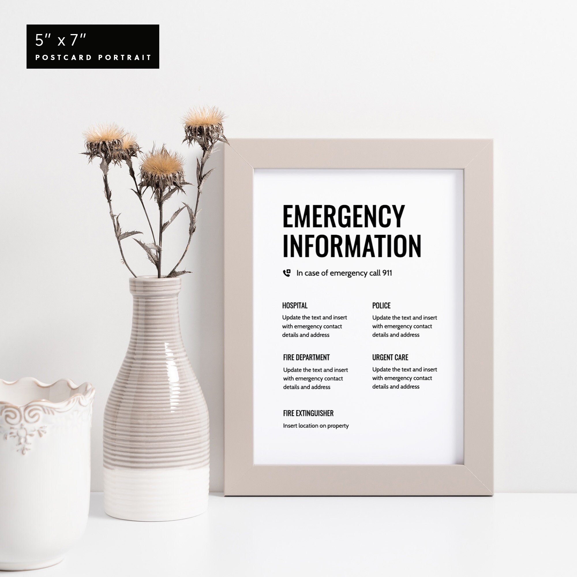 Emergency Contacts Sign, Airbnb/vrbo, Digital Template 5x7 and 8.5x11 ...