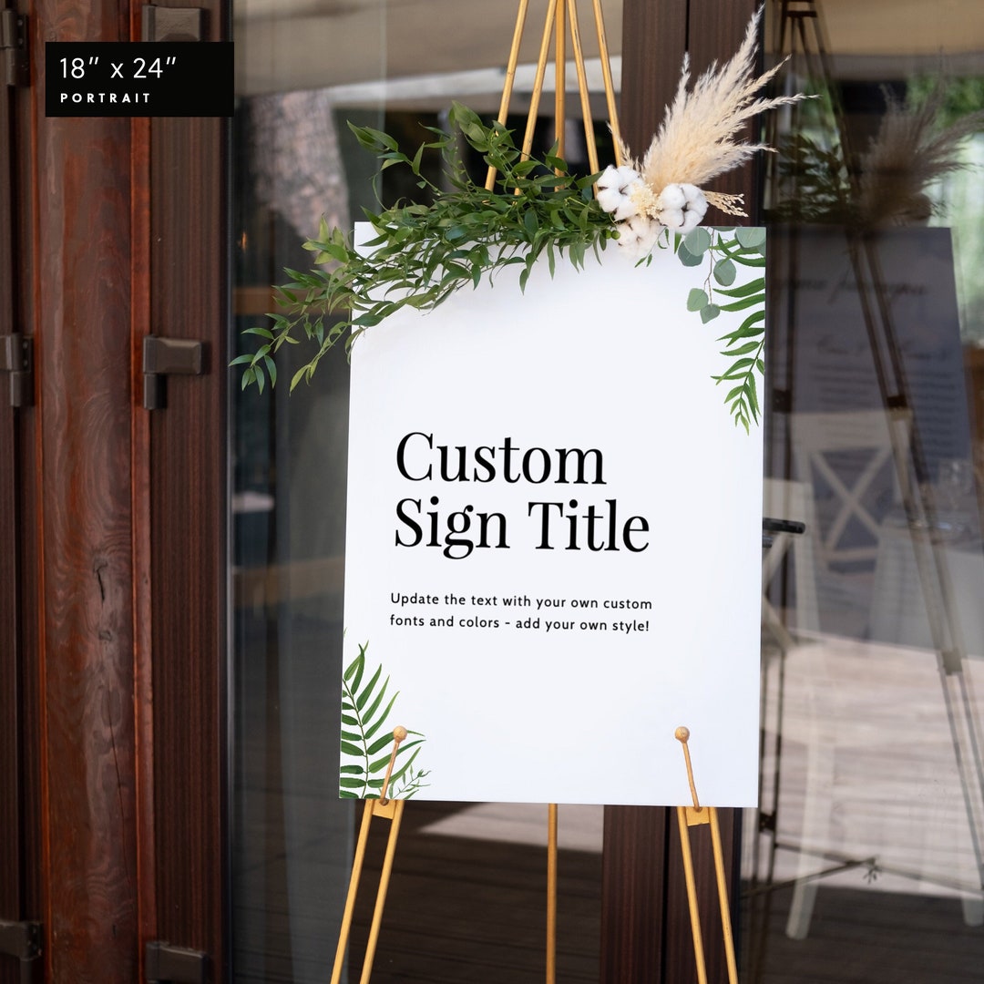 Custom Sign 18x24, 8.5x11, Blank Sign, Customizable Digital Template ...
