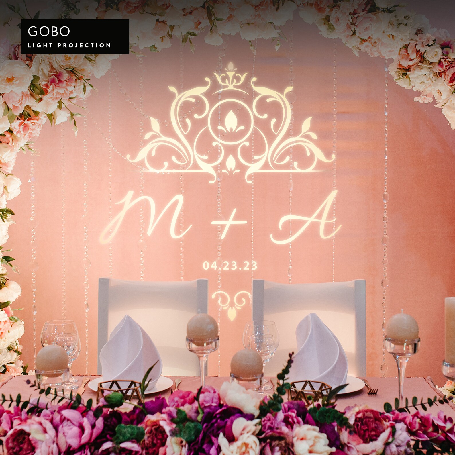 Gobo Light Projection, DIY Wedding Reception Monogram, Digital Template ...