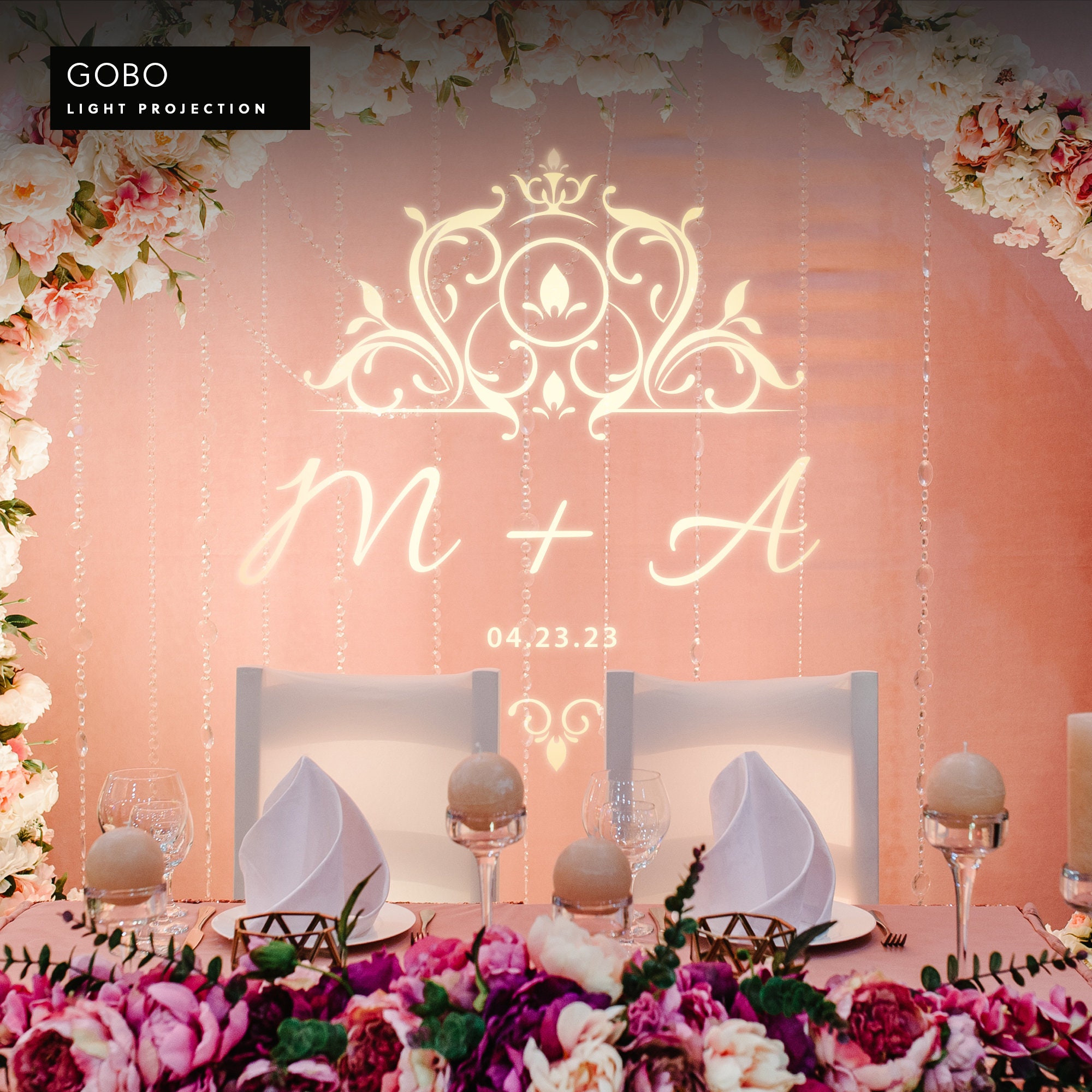 Gobo Light Projection, DIY Wedding Reception Monogram, Digital Template 100% Editable, Instant ...