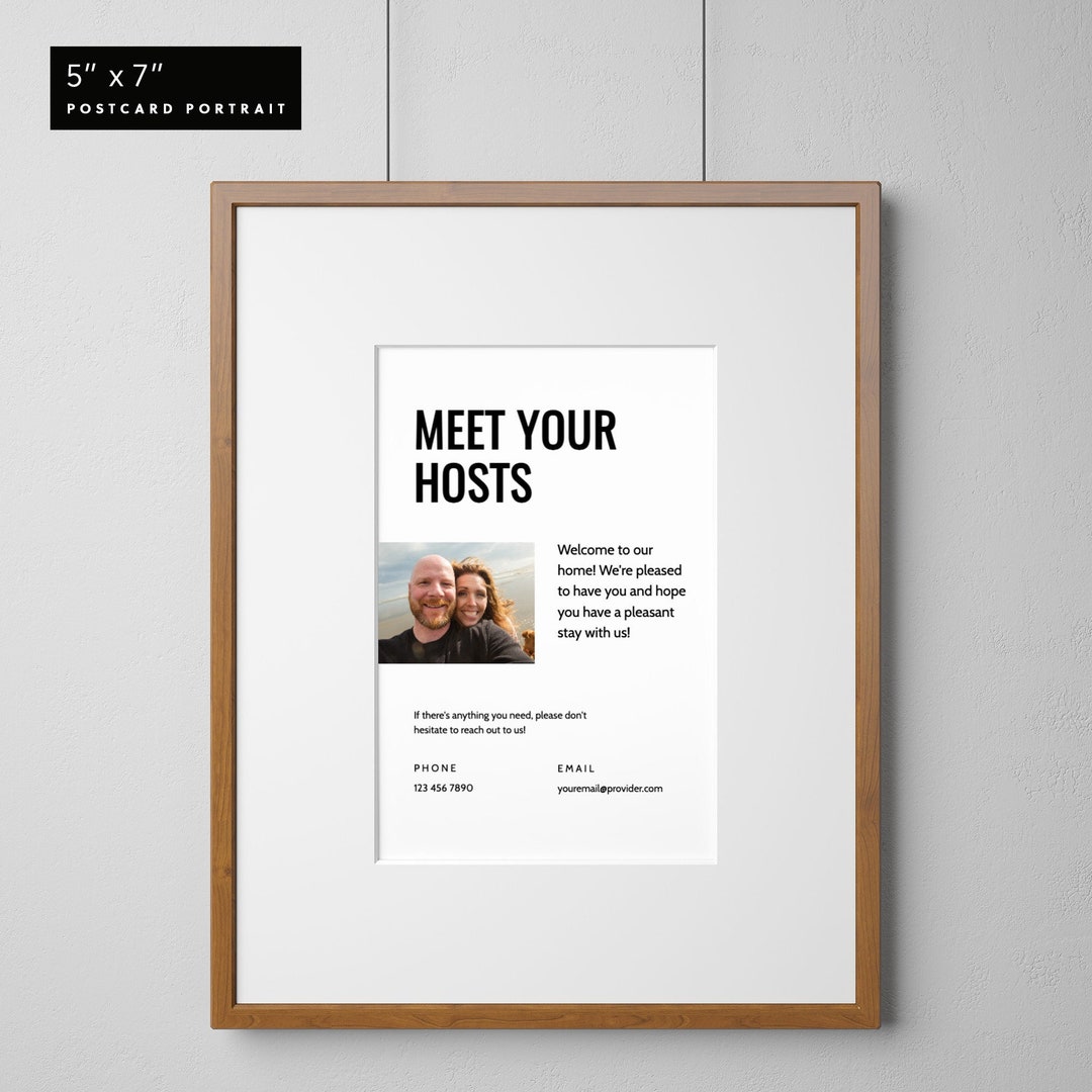 Meet Your Hosts Sign, About Sign, Airbnb/vrbo, Digital Template 5x7 and ...